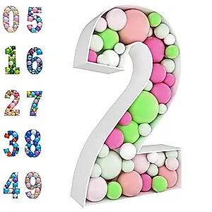 3FT Mosaic Balloon Frame Number 2 Marquee Light Up Numbers Pre-Cut Kit Thick Foam Board for Birthday Decoration