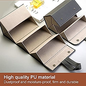 ORWCEZUE Sunglasses Organizer Box with 5 Slots, Foldable Travel Glasses Case Storage Eyewear Holder Hanging Sunglasses Display Box (5 Slots, Brown)