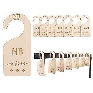 Beautiful Baby Closet Dividers - Baby Clothes Organizer Double-Sided Gender Neutral - Nursery Decor Neutral Premium Birch Wood - Nursery Storage & Organization Boho Closet Dividers from NB to 24 M