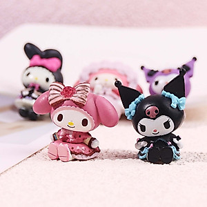 AfupGb Cute Anime Figures Set, Mini Cartoon Animal Cake Toppers, PVC Model Figurines Toys, Party Supplies (A-5pcs)