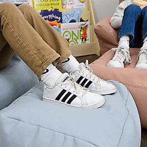 Children's Factory Cozy Chair and Ottoman Set, Flexible Seating Classroom Furniture, Comfy Kids Chairs, Fog Blue