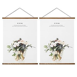 Miaowater 2 Pack Poster Frame,12x15 12x16 12x17 12x18 12x20 Magnetic Light Wood Wooden Frames Hanger for Photo Picture Art Canvas Print Artwork Wall Hanging Teak Wood 12''