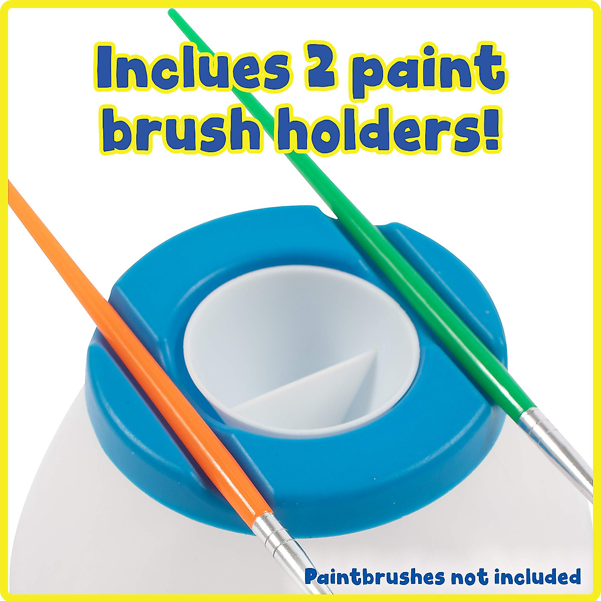 READY 2 LEARN No Spill No Tip Paint Pots - Set of 6 - Spill-Proof and Tip-Proof Paint Containers for Kids - Clear, Cone-Shaped Pots, Colored Lids and Paint Brush Rests