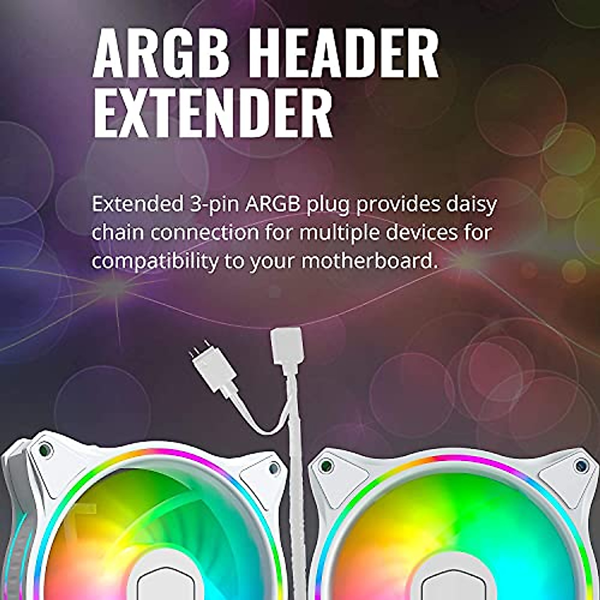 Cooler Master MasterFan MF140 Halo White Edition Duo-Ring ARGB Lighting Fan, 24 Independently LEDs, PWM Static Pressure Fan, Absorbing Pads for Computer Case & Liquid,for 5V 3-Pin ARGB