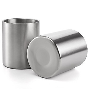 ZEAYEA Set of 4 Stainless Steel Whiskey Glass, 10 oz Double Walled Whiskey Tumbler, Unbreakable Old Fashioned Glass, Bourbon Glass Lowball Glass Great Gift for Men, Whiskey Lover