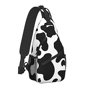 MuMuYun Sling Bag, Black & White Cow print Crossbody Sling Backpack for Casual Shoulder Women & Men