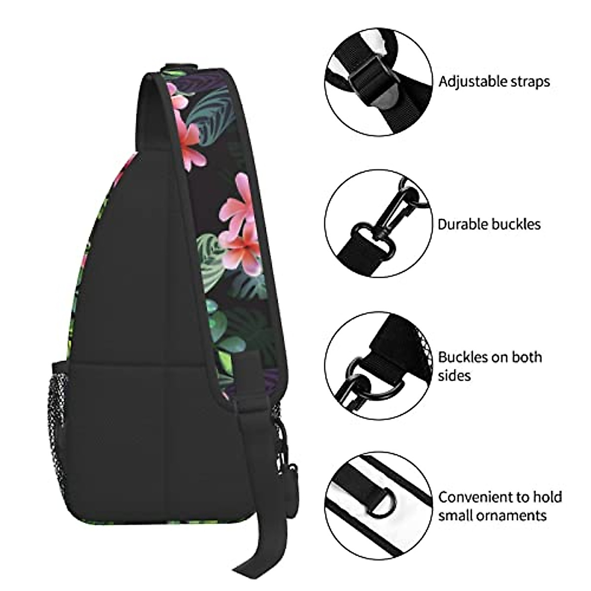 Hawaiian Tropical Flower Sling Bag Travel Hiking Casual Daypack Crossbody Shoulder Backpack Unisex Chest Bag