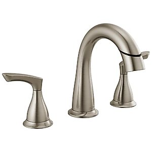 Delta Faucet Pull Down Bathroom Faucet Brushed Nickel, Bathroom Pull Out Faucet, Widespread Bathroom Faucet 3 Hole with Magnetic Docking, Bathroom Sink Faucet, SpotShield Stainless 35765LF-SPPD
