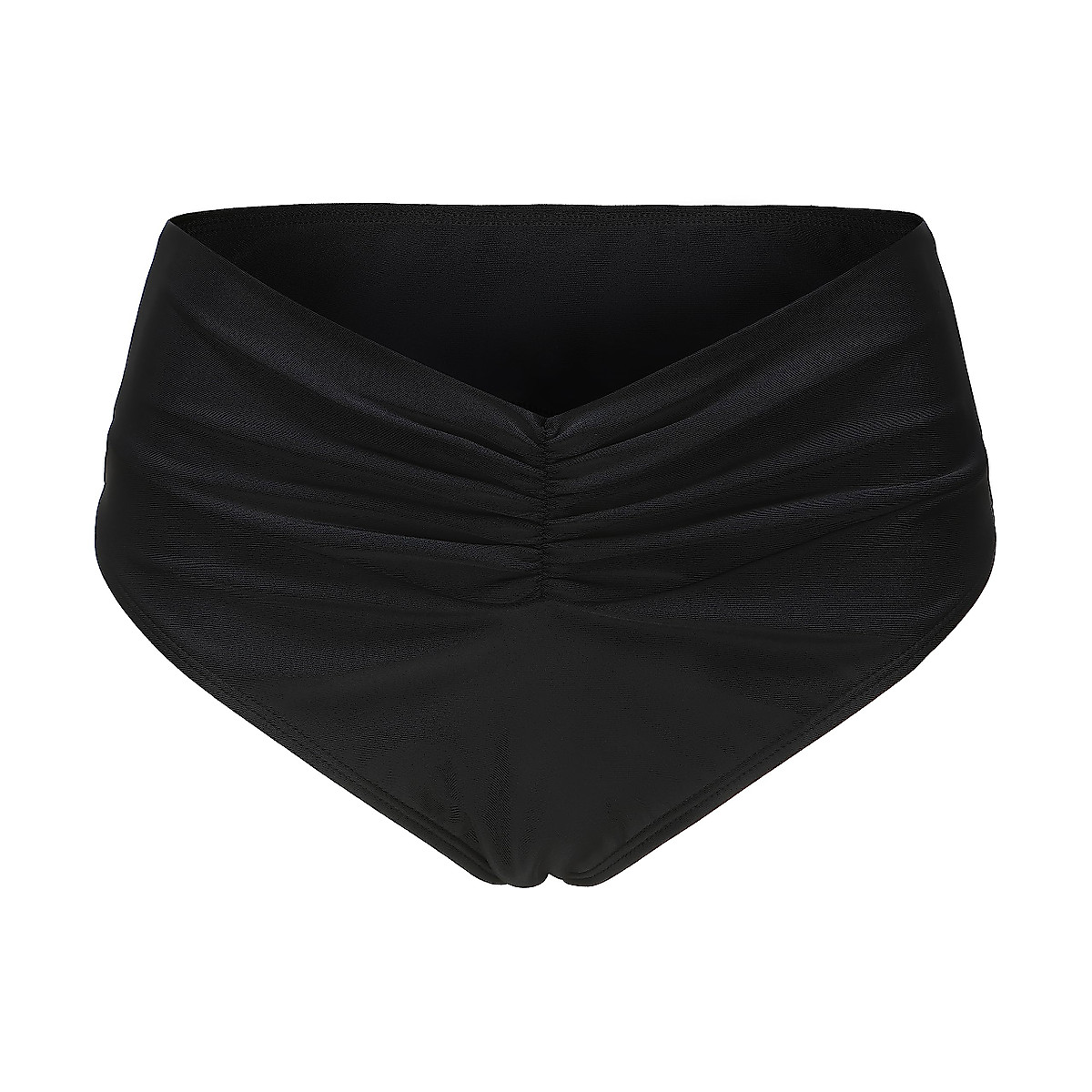 Zohamung Womens Retro High Waisted Bikini Bottoms Brazilian Cheeky High Cut Tankini Briefs Gray Black