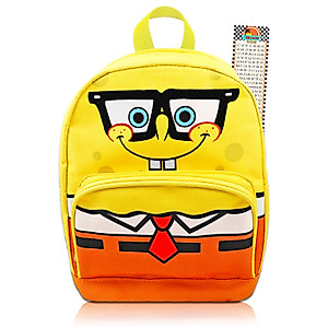SpongeBob SquarePants Spongebob Mini Backpack for Teens - 10” Canvas Backpack with Front Pocket Plus Bookmark | Spongebob Backpack Purse Bundle