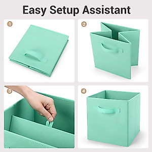 MaidMAX Cloth Storage Bin with Dual Handles for Home Closet Drawers Organizer Foldable 10.5×11 inches, Set of 6, 6 Colors