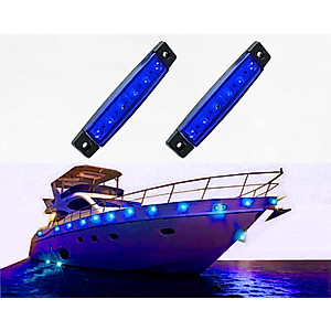 WIMACT LED Boat Interior Lights Marine Boat Lights Courtesy Light Strip Deck Transom Cockpit Navigation Lighting Waterproof 12V for Pontoon Sailboat Kayak (6Pcs) (Blue)