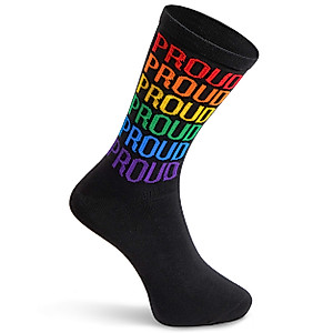 Gay Pride Mid-Calf Socks, Unisex Rainbow Socks (Adult Size, 3 Pairs)