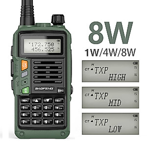 BaoFeng UV-S9 Plus 8W Ham Radio High Power Tri-Power Portable Two Way Radio with Extra 2200 mAh Battery,USB Charger Cable,Programming Cable,Speaker Mic Full Kit