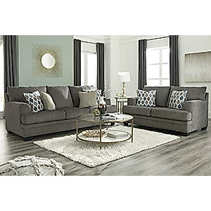 Signature Design by Ashley Dorsten Contemporary Loveseat with Accent Pillows, Slate Gray