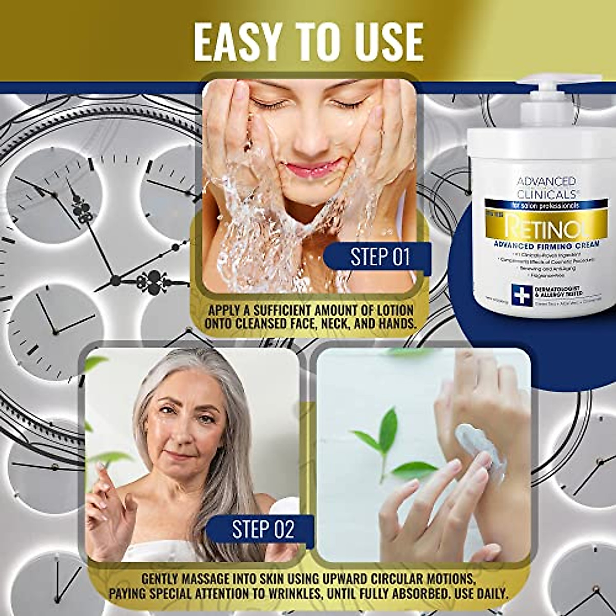 Advanced Clinicals Retinol Body Cream + Green Coffee Bean Oil Slim & Tighten Body Lotion Moisturizer Skin Care Set, Anti Aging Firming & Tightening Dry Skin Rescue Face & Body Cream Set, 2-Pack