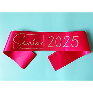 Senior Sash 2025, 8 Pack Silver Glitter Hot Pink Satin Finally Graduated Senior Cheerleader Sashes for Class of 2025 Graduation Party Supplies