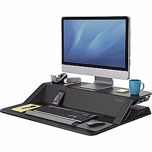 Fellowes Lotus Sit-Stand Workstation Desk, Adjustable, Pre-Assembled, Black