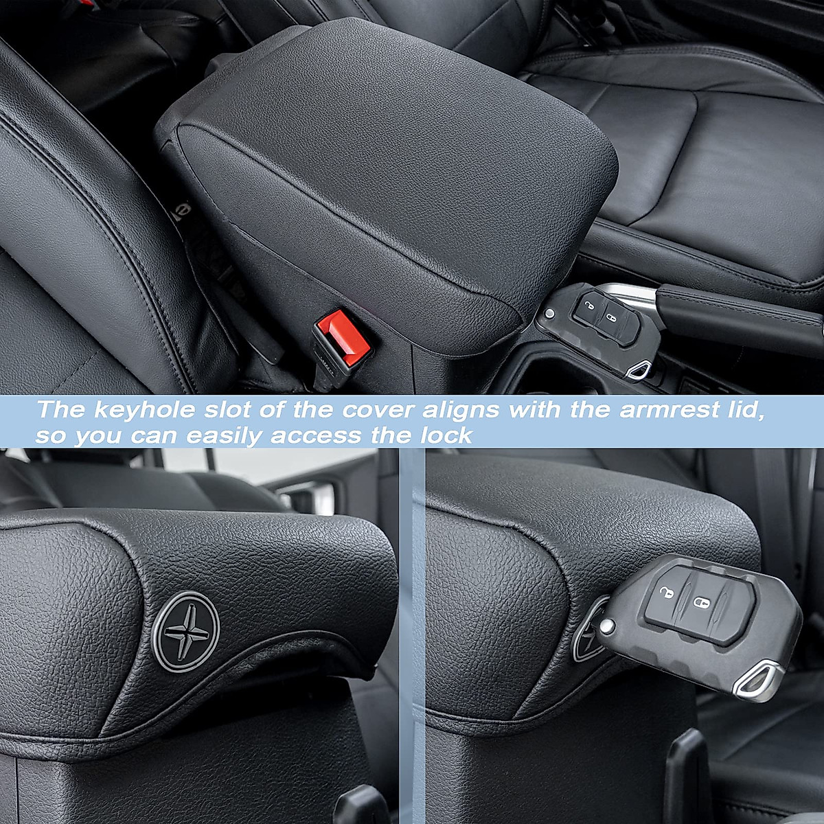 Center Console Armrest Cover Compatible with Jeep Wrangler JL/JLU 2018-2024 2025 and Jeep Gladiator JT Truck 2020 2021 2022 2023 2024 2025, Accessories PU Leather Cushion Protector Pad(Not for JK/JKU)
