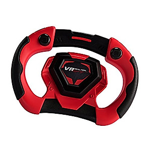 VR Real Feel Virtual Reality Car Racing Gaming System with Bluetooth Steering Wheel and Headset Goggles Viewer Glasses for iOS iPhone and Android