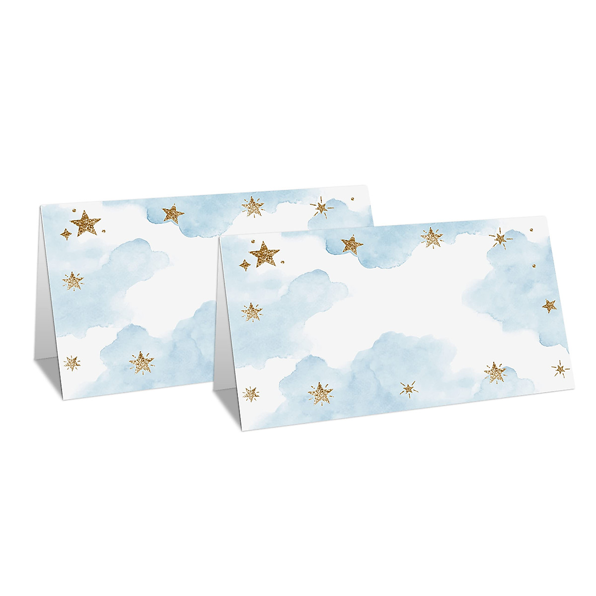 Table Place Card for Baby Shower, 25 Pcs Tent Cards Set with Moon and Stars Design, Editable Name Cards for Table Seating, Sleepover Party Food Lables, Twinkle Little Star Baby Shower Decorations(08)