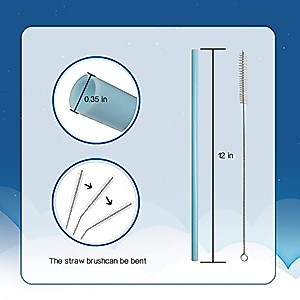 Replacement Straws for 40oz Travel Tumbler,6 Pack Reusable Silicone Straws with Cleaning Brush Compatible with Water Jug(Blue)