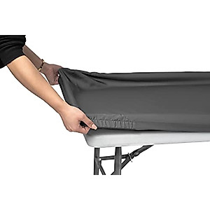 Shamrock Home 4ft Fitted Tablecloth Rectangle Grey Table Cover – Table Cloth - Fitted Table Covers for 4 Foot Tables. Washable Picnic Table Cover Indoor Outdoor Elastic Tablecloth 24 x 48 inch