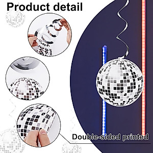 70pcs Paper Disco Ball Decorations and Plastic Foil Silver Hanging Swirls, Disco Party Decorations 70's Themed Party Decor Ball Card for Disco Fever Hippie Birthday Party Favors