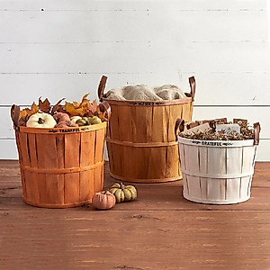 Creative Brands Harvest and Thanksgiving Decorations-Set of 3 Nested Bushel Baskets by The Heartfelt Collection, Sm-Med-Lg, Grateful