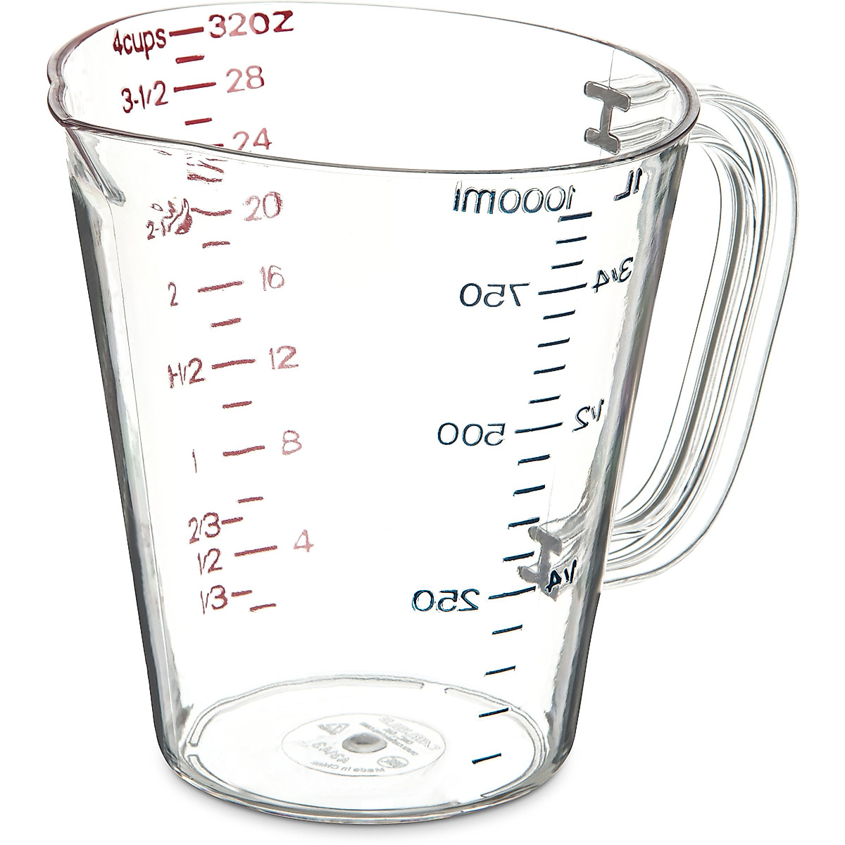 Carlisle FoodService Products 4314307 Commercial Plastic Measuring Cup, 1 Quart, Clear