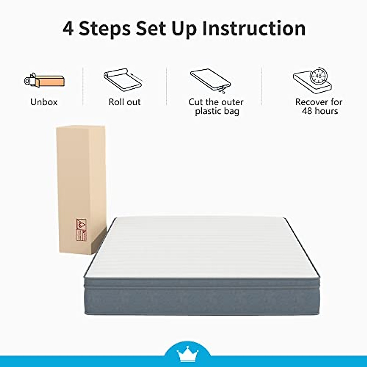 Hommoo 10 Inch Foam and Individually Pocket Innerspring Hybrid Mattress Breathable Medium Firm Mattress with Knitted Fabric Cover Soft Bed Mattress in a Box King