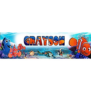 Finding Nemo - Personalized Birthday Name Poster with Custom Name On it, Border Mat and Frame Options