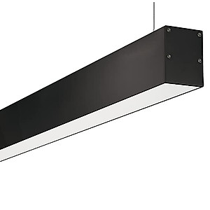 LB85215 4FT LED Linear Light, 3000K/3500K/4000K CCT Selectable, 40W 4600LM, ETL & UL Listed, Dimmable Architectural LED Suspended Lighting Fixture for Office, Matte Black, Pack of 4
