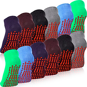 Geyoga 12 Pairs Non Slip Socks Ankle Grip Anti Skid Socks for Boys Toddlers Girl(Multicolor, 5-11 Years)