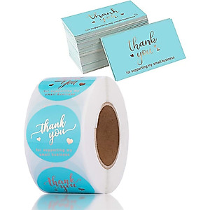 600 Pcs Thank You Stickers and Cards Set, 1.5 Inch Waterproof Thank You Stickers Small Business Supplies for Packaging Envelopes,DIY Decoration,Variety Business, Gift Bags,Retail Shop