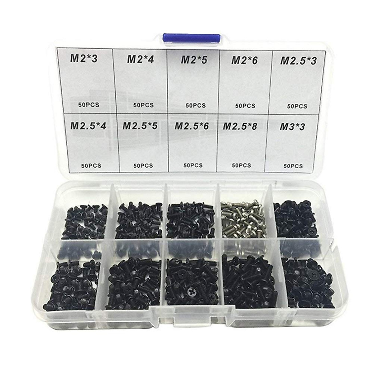 TEHAUX 500pcs Set Lap Desk Head Bolt Self Tapping Screws Metal Screws Computer Screws Head Cap Screw Cross Head Screw 6mm Machine Screws Small Black Screws Laptop Screw Group