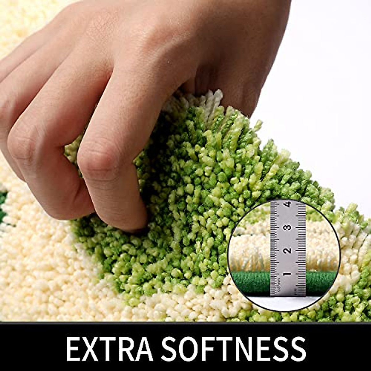 SIKIART Green Leaves Microfiber Absorbent Bath Mats,TPR Non Slip Backing,Machine Washable Plant Leaf Thick Carpet Decor Rug for Bathroom, Indoor, Doormat,Childrens Room Tub (Green Leaves, 16" x 24")