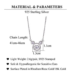 SLUYNZ 925 Sterling Silver Sparkling CZ Mouse Pendant Necklace for Women Teens Lovely Mouse Necklace Birthday Gifts