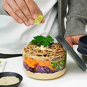 BLACK + BLUM Glass Lunch Bowl | Leak-Proof Oven Safe Meal Prep Lunch Box Food Container, Almond, 25 fl oz / 750 ml