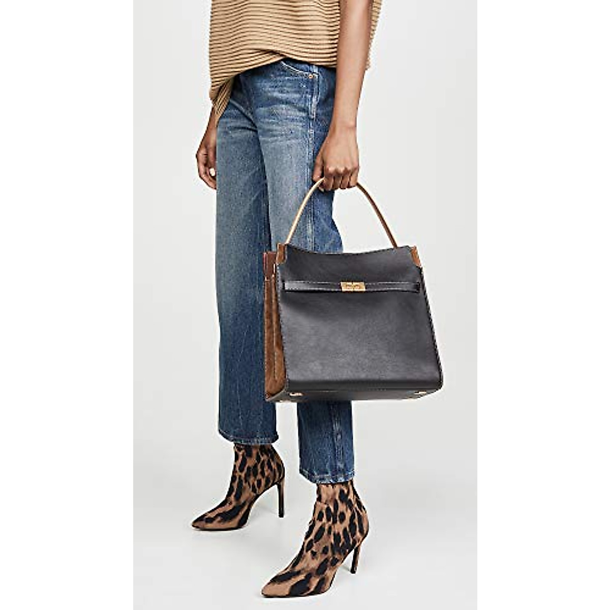 Tory Burch Women's Lee Radziwill Double Bag, Black, One Size