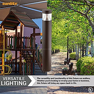 Sunlite 87993 LED 42” Outdoor Commercial Bollard Fixture, Round Landscape Area Light, Adjustable Watts (12/16/22), 3 CCT 3000K-5000K, 2970 Lumens, IP65, Bronze, for Pathways, Entryways & Walkways