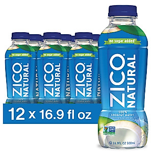 Zico 100% Coconut Water, NO added Sugar, Refreshingly Delicious, Hydration with Electrolytes, 16.9 Fl Oz (Pack of 12)