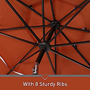 PHI VILLA 10ft Patio Umbrella Outdoor 3 Tier Vented Market Table Umbrella with 1.5" Aluminum Pole and 8 Sturdy Ribs, (Orange Red)
