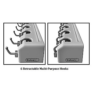 Shovel, Rake and Tool Holder with Hooks- Wall Mounted Organizer for Garage, Closet, or Shed-Hang Home and Garden Tools-Space Saving Rack by Stalwart