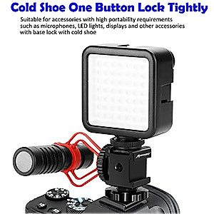 MEKNIC Cold Hot Shoe Mount Adapter Video Accessory Aluminium Alloy Triple Shoe Extension Bracket for LED Lights, Monitors, Microphones, Audio Recorder,Video Cameras or DSLR Cameras