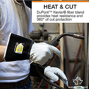 Superior 370GFKLL Precision Arc Goatskin Leather TIG Welding Glove with Kevlar Lining, Work, Large (Pack of 1 Pair)