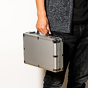 Deluxe Hard Aluminum 200 Battery Storage Organizer case with tester, Safe Fireproof Batteries container holder caddy box with handheld checker, hold 60 AA, 86 AAA, 8 C, 8 D, 8 9V Batteries(no battery)