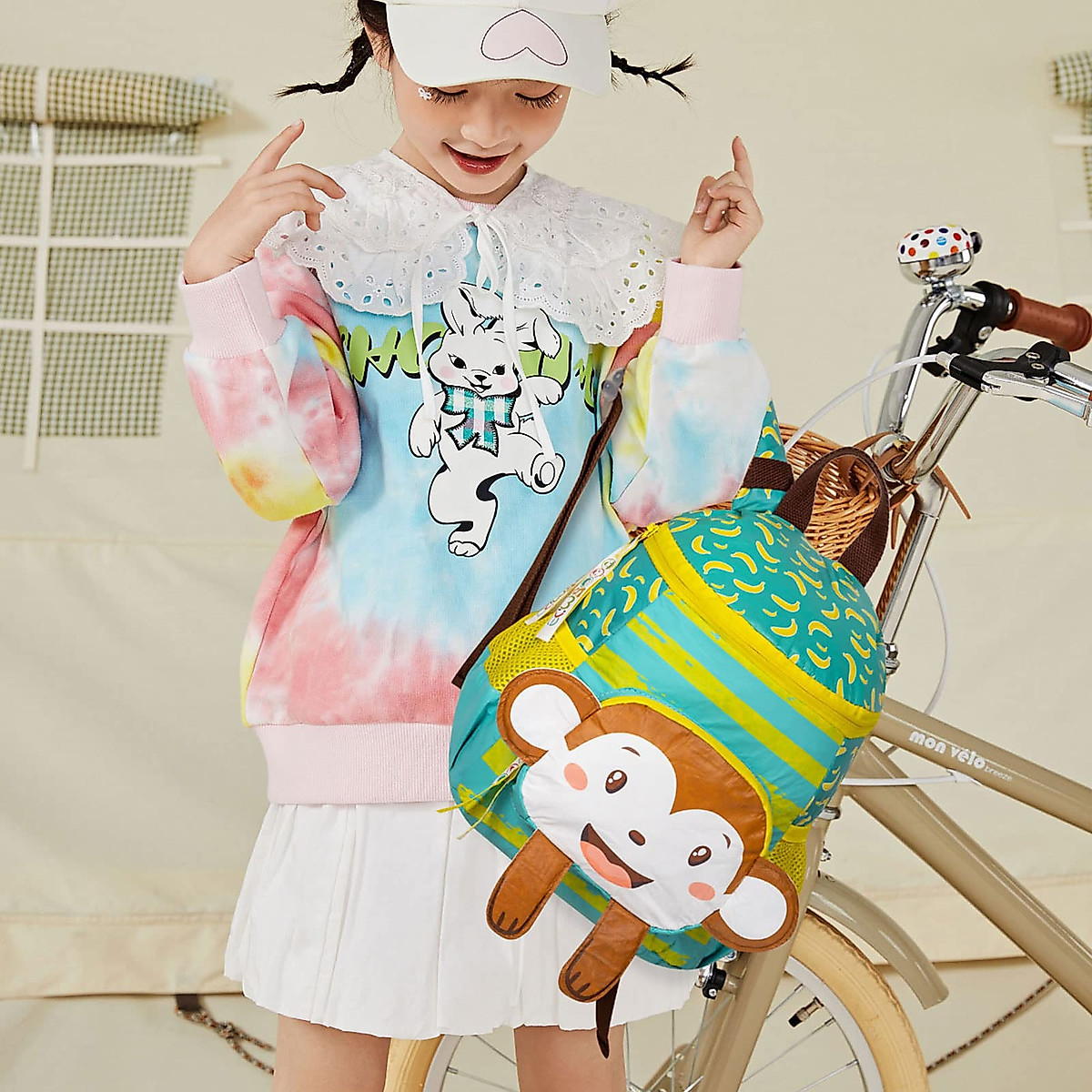 GreenTribes Toddler Backpack - Tyvek - Animal Schoolbag for Kids - Waterproof Preschool Backpack - Travel Paper Bag for Baby Girl Boy 2-8 Years,Cute Monkey