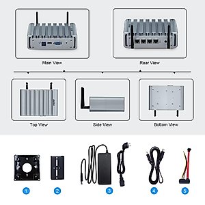 Firewall Appliance, Mini PC 2.5Gbe 6 Lan Port, Micro Router PC, i225 NICs, Celeron J4125, 8GB DDR4 RAM 128GB SSD, HD-MI, RS232 COM, Wifi, Small Case, Auto Power On, Windows 10 / Firewall Software