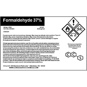 CCS CONSOLIDATED CHEMICAL & SOLVENTS Formaldehyde 37% High Purity 100ml (3.3 Fl Oz)